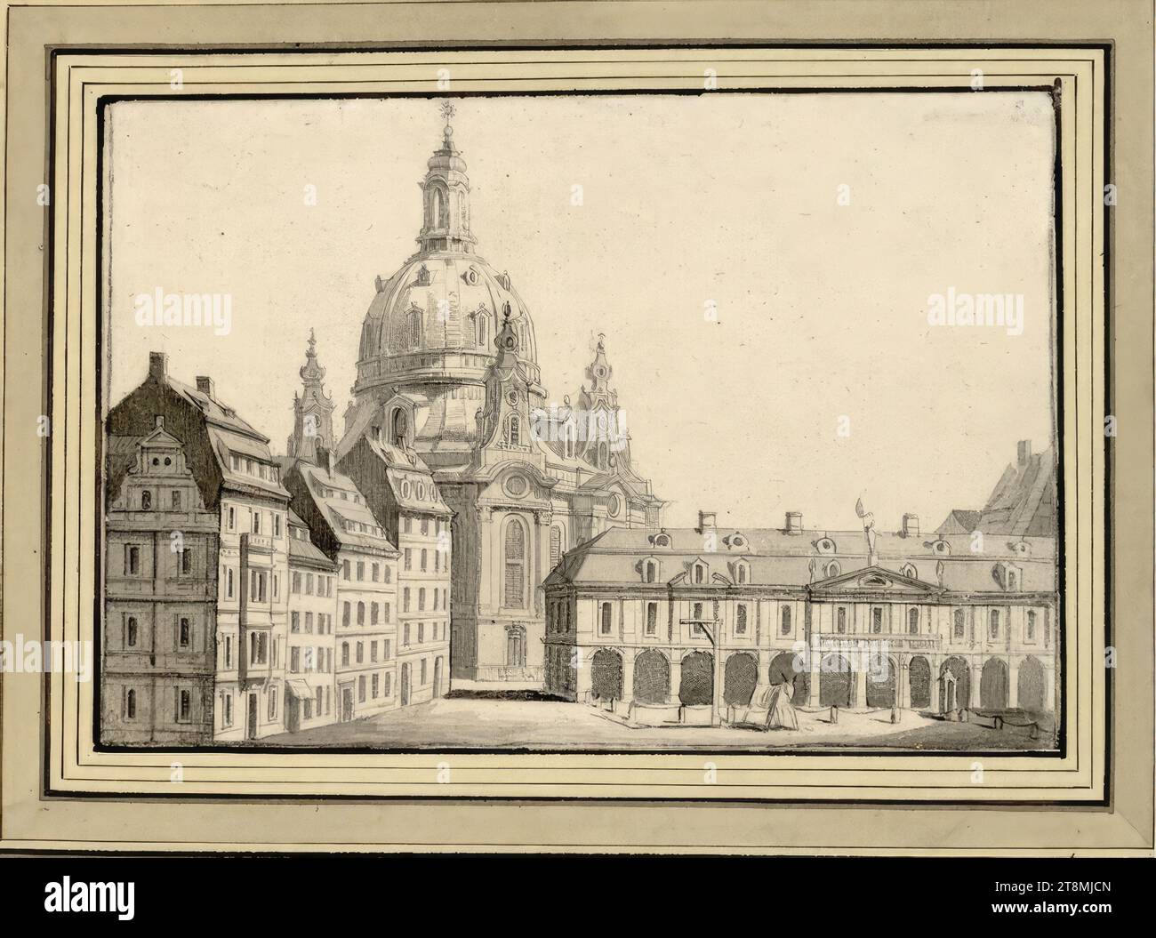 A series of views of Saxony: Dresden, Neuer Markt with Frauenkirche ...