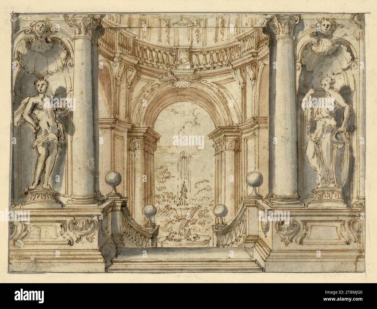 Architecture, around 1750, drawing, pen, washed, 150 x 200 mm Stock ...