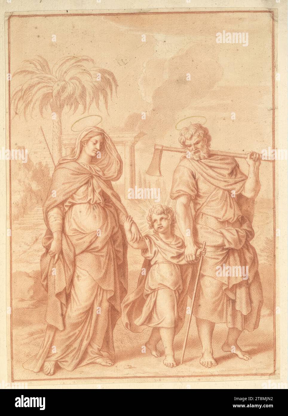 Return of the Holy Family from Egypt, Anonymous, drawing, red chalk, 27 ...