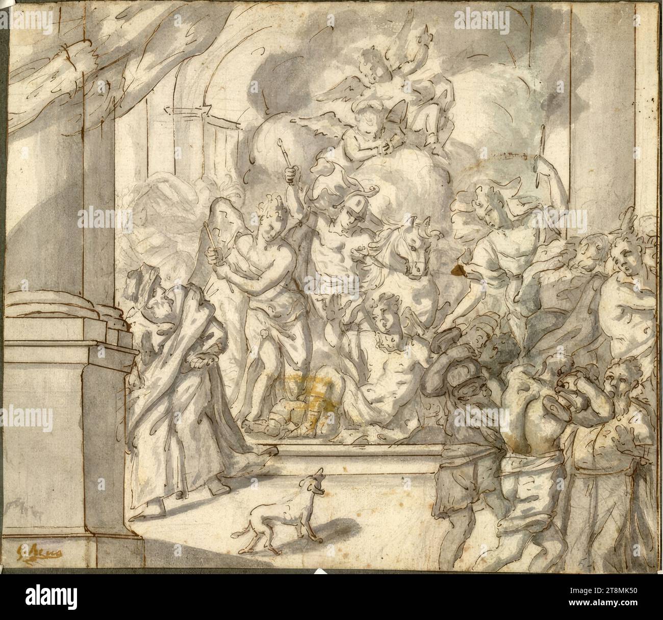 Expulsion of Heliodorus from the Temple, 1734-1802, drawing, pen Stock ...