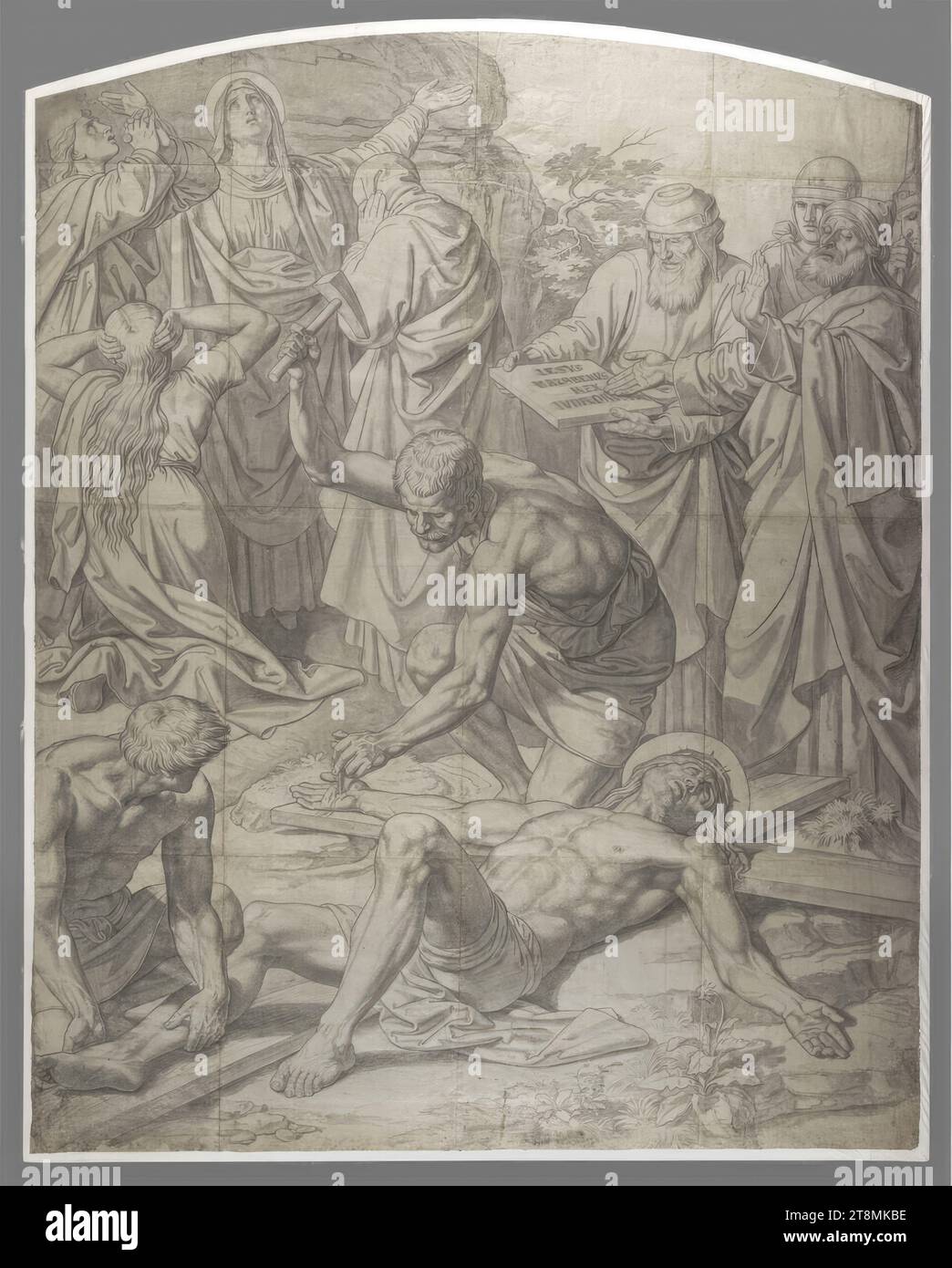 Jesus is nailed to the cross (cardboard for the eleventh station of the ...