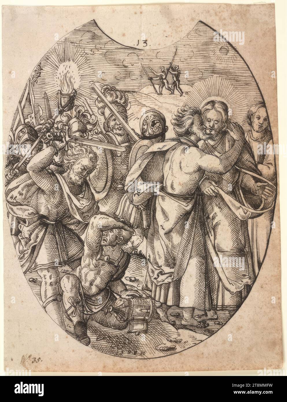 The Kiss of Judas, Monogrammist PHB (Germany), 1588, drawing, black ...