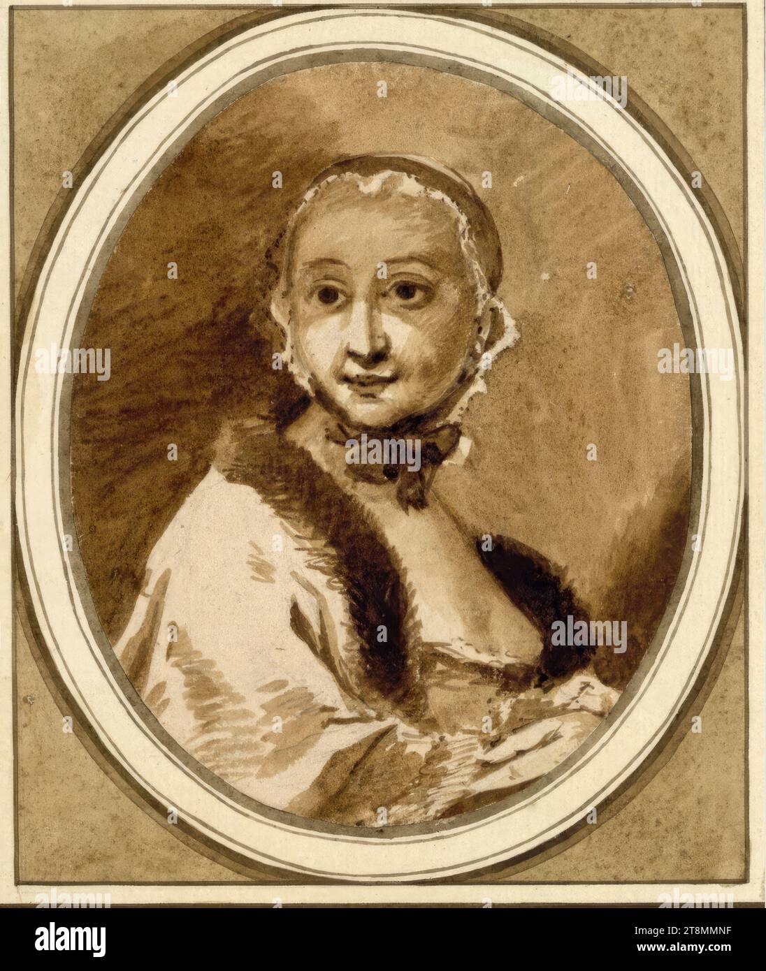 Bust portrait of a young lady in a dressing gown, Johann Georg Wagner ...