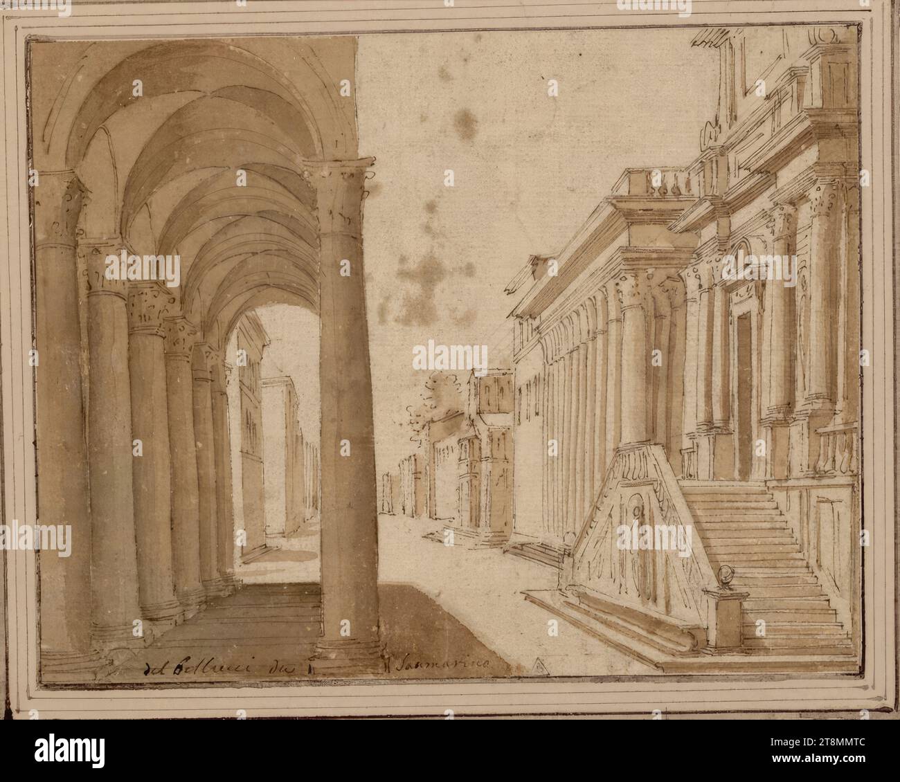 View of a street with magnificent buildings, Giovanni Battista Belluzzi ...
