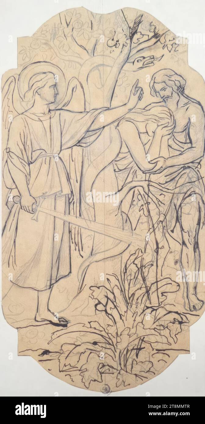 Draft glass window: The expulsion from paradise, Claudius Lavergne ...