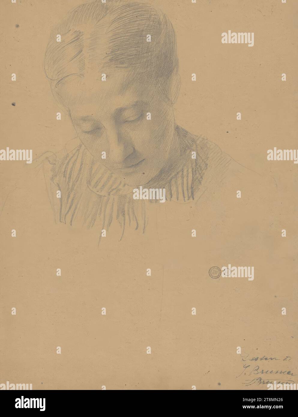 Female head study, Joseph Auguste Brunier (Chambéry 1860 - 1929 Lyon ...