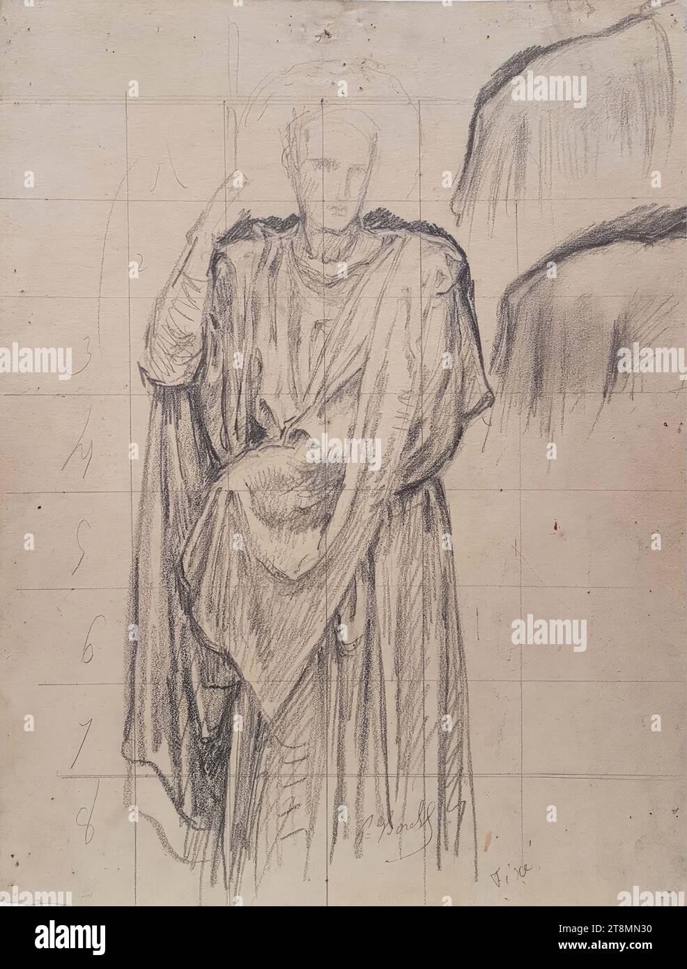 Draft studies on a male figure and on two shoulders, Paul Borel (Lyon ...