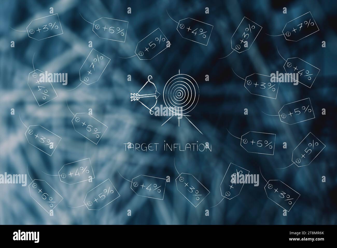 target inflation text and icon surrounded by price tags with percentage ...