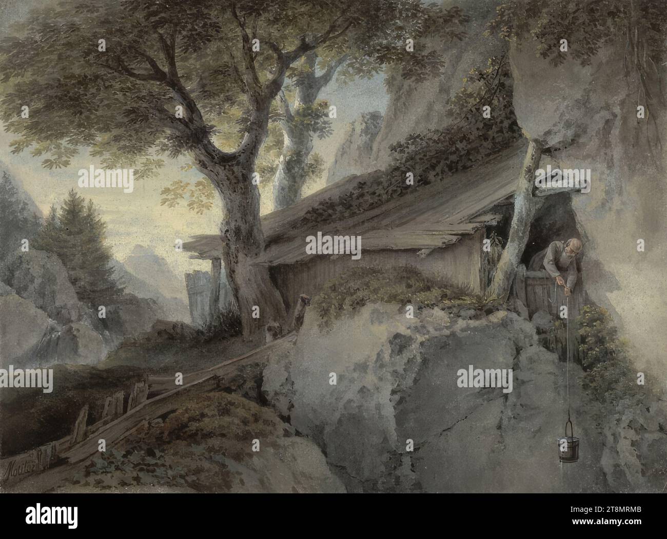 Mountain landscape with hermitage, Martin von Molitor (Vienna 1759 ...