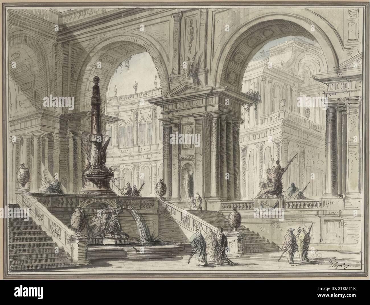 Theater decoration: fountain surrounded by symbols of victory, Josef ...