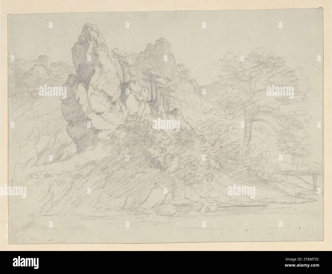 Study of a mountain landscape with pine trees, Franz Rechberger (Vienna ...