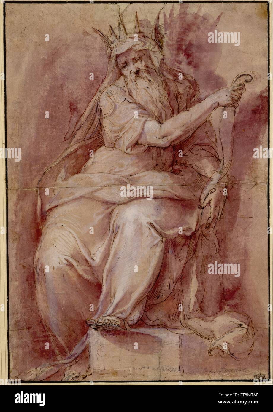King Midas, anonymous, drawing, pen; violet wash; heightened with white ...