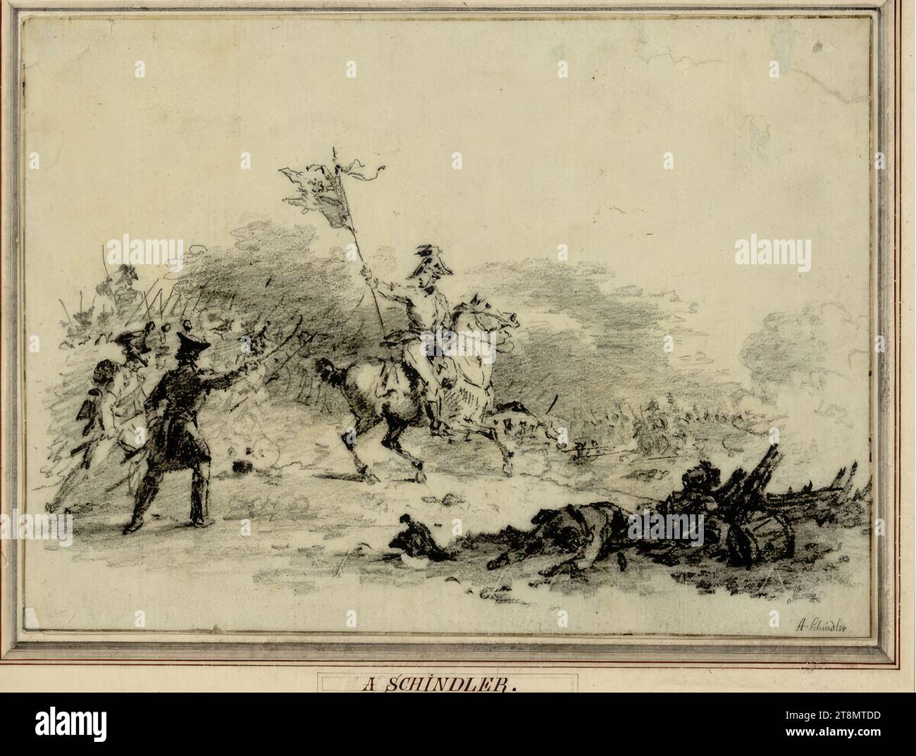 Assault, Albert Schindler (?, Engelsberg 1805 - 1861 Vienna), drawing ...