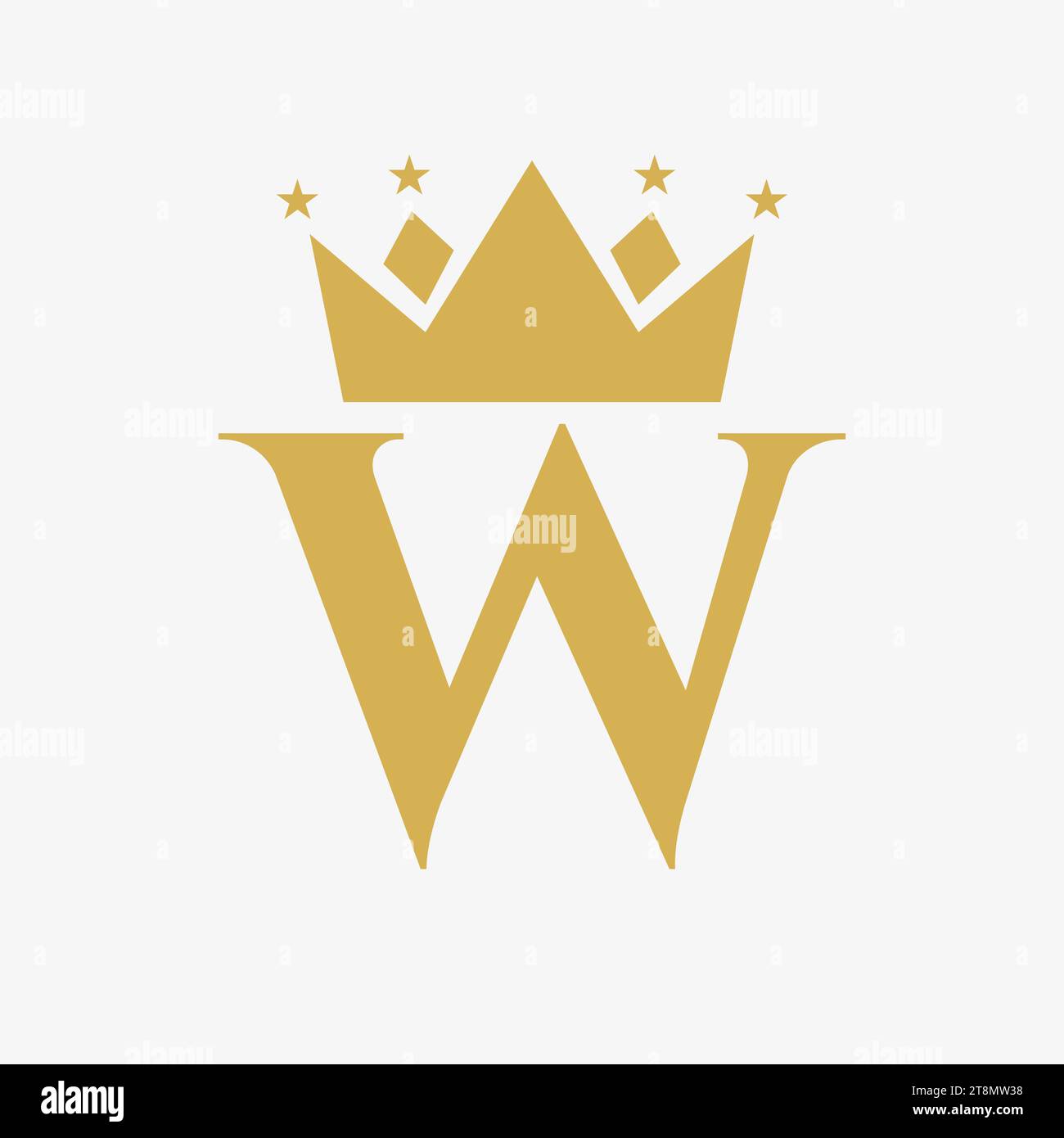 Crown Logo On Letter W with Star Icon. Crown Symbol Template Stock ...