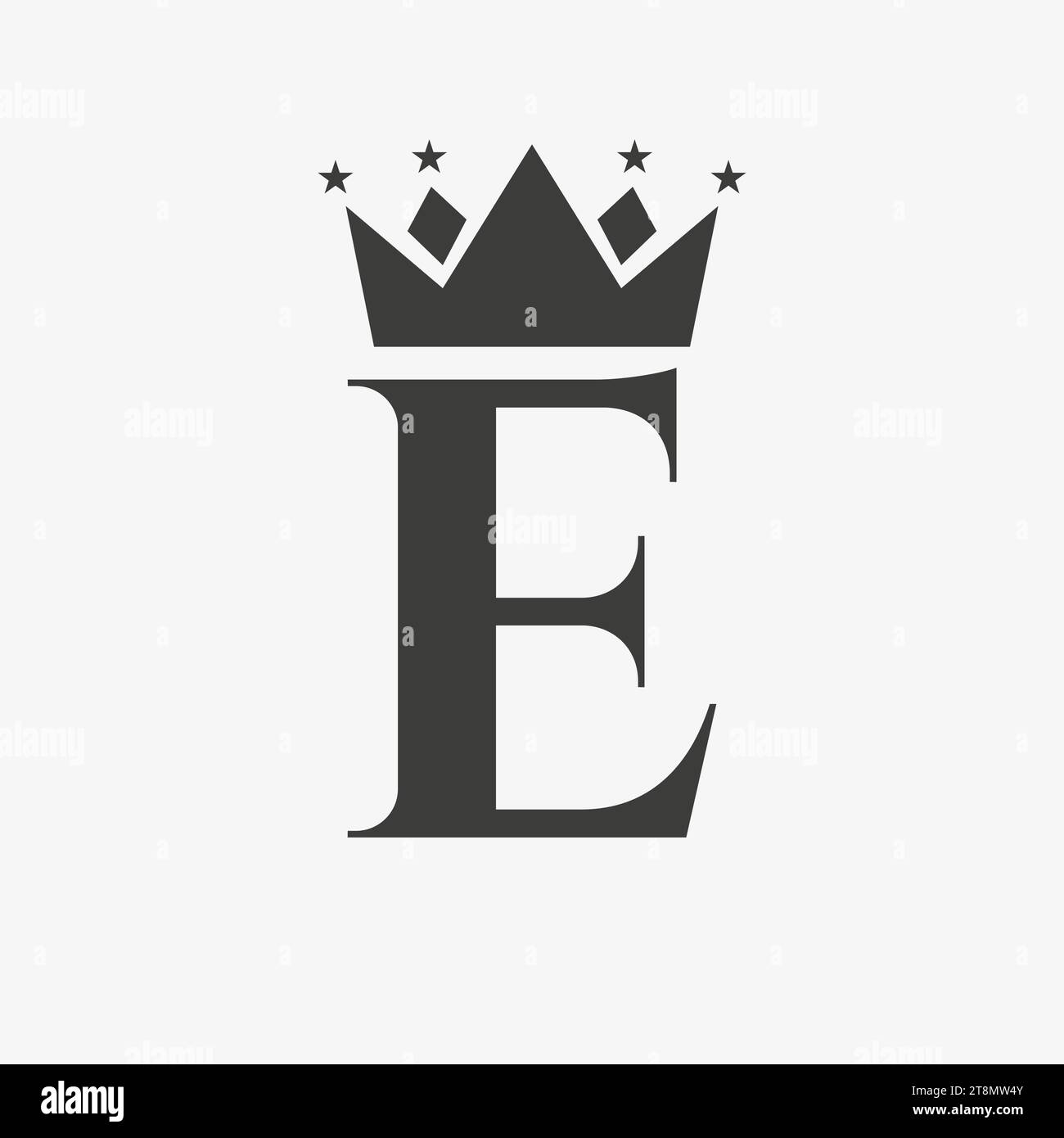 Crown Logo On Letter E with Star Icon. Crown Symbol Template Stock ...