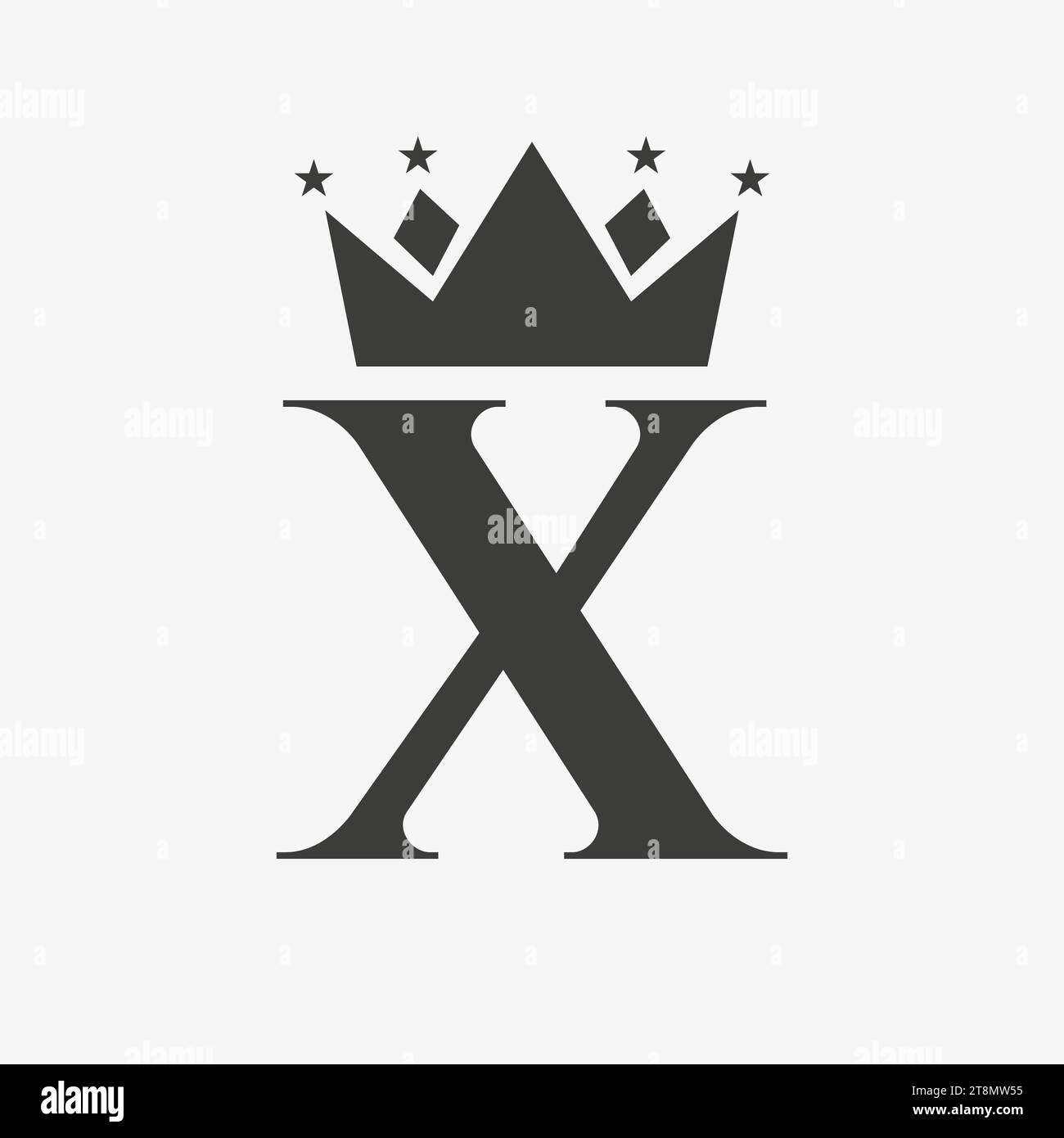 Crown Logo On Letter X with Star Icon. Crown Symbol Template Stock ...