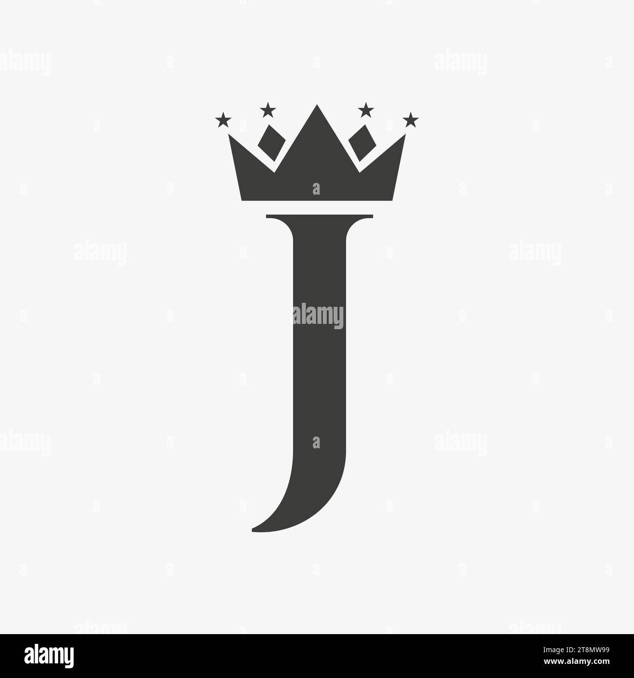 Crown Logo On Letter J with Star Icon. Crown Symbol Template Stock ...