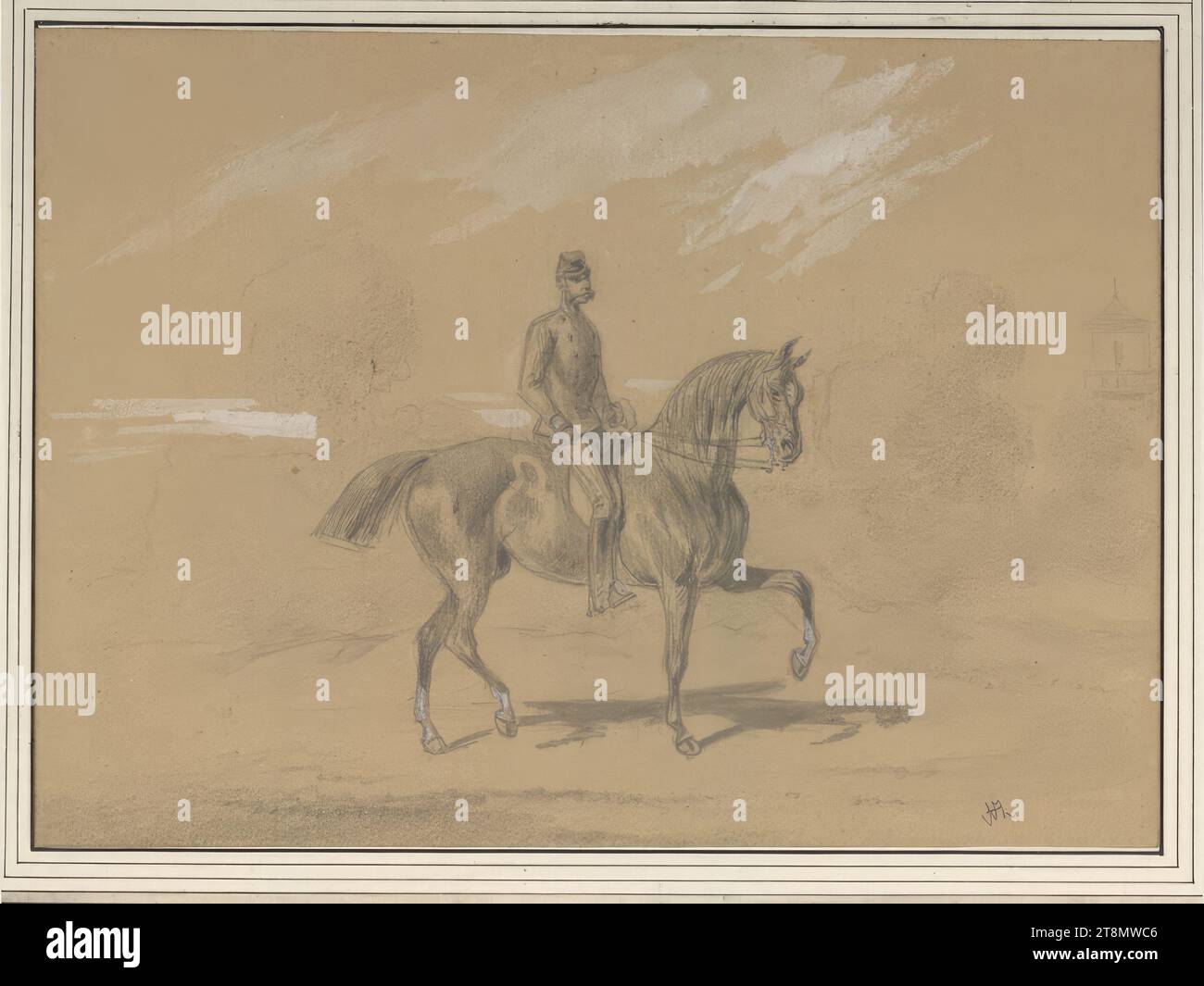 Emperor Franz Joseph I on horseback (preliminary drawing for the ...