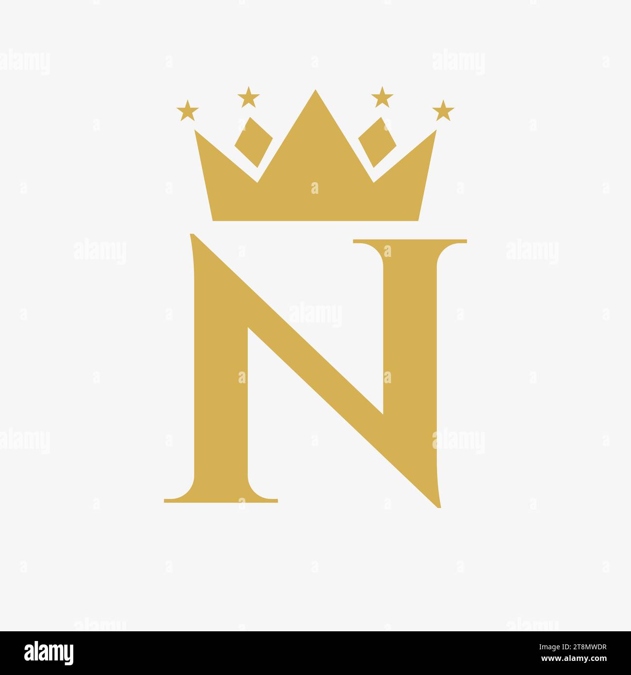 Crown Logo On Letter N with Star Icon. Crown Symbol Template Stock ...