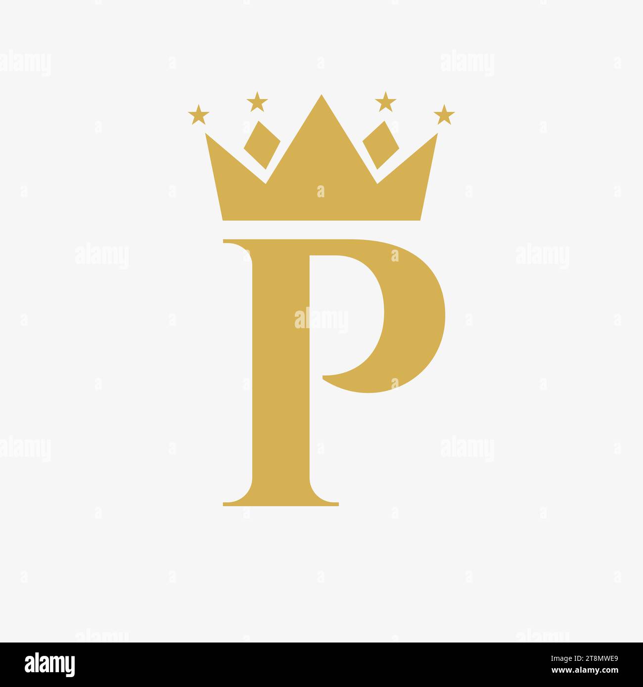Crown Logo On Letter P with Star Icon. Crown Symbol Template Stock ...