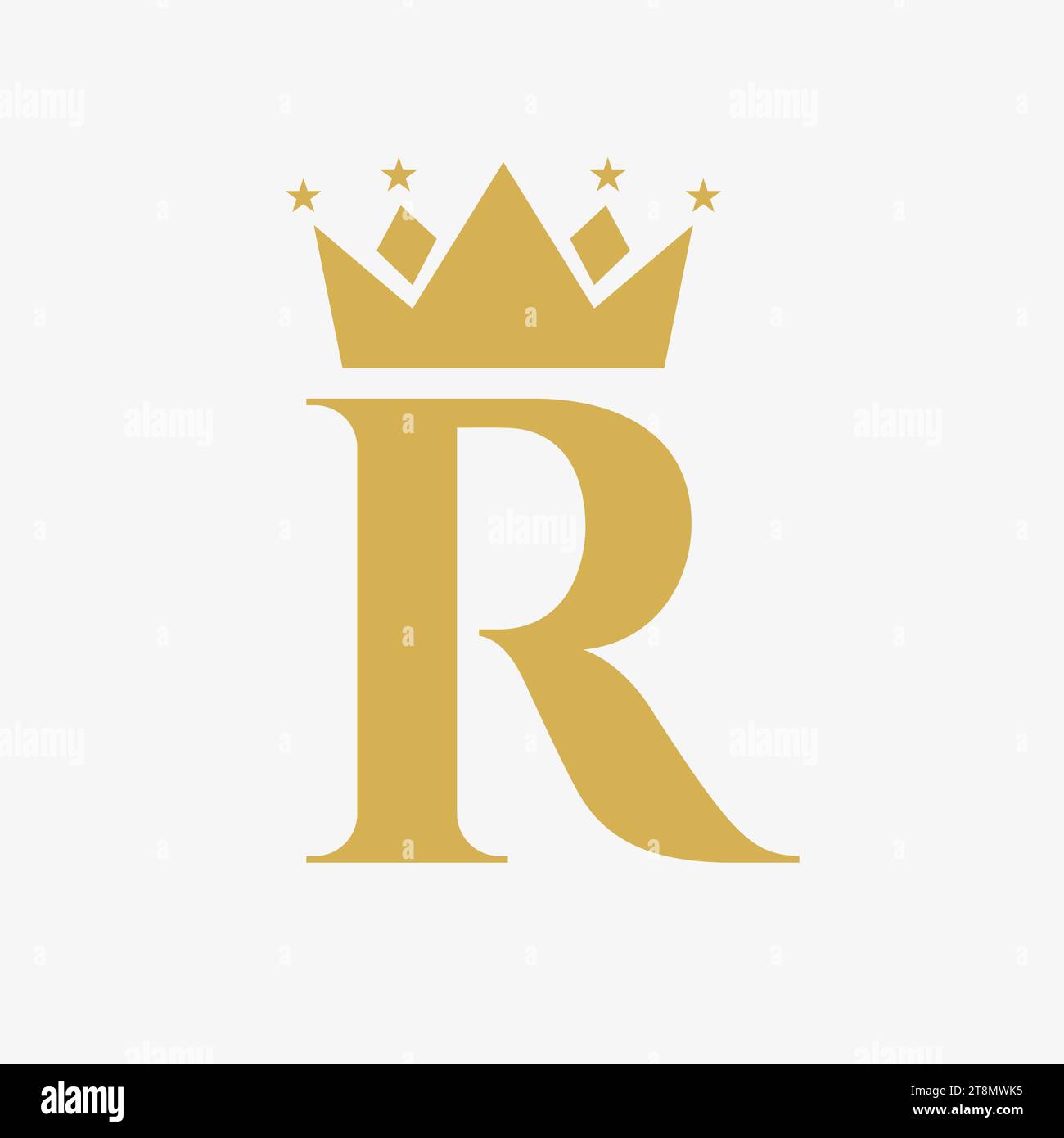 Crown Logo On Letter R with Star Icon. Crown Symbol Template Stock ...