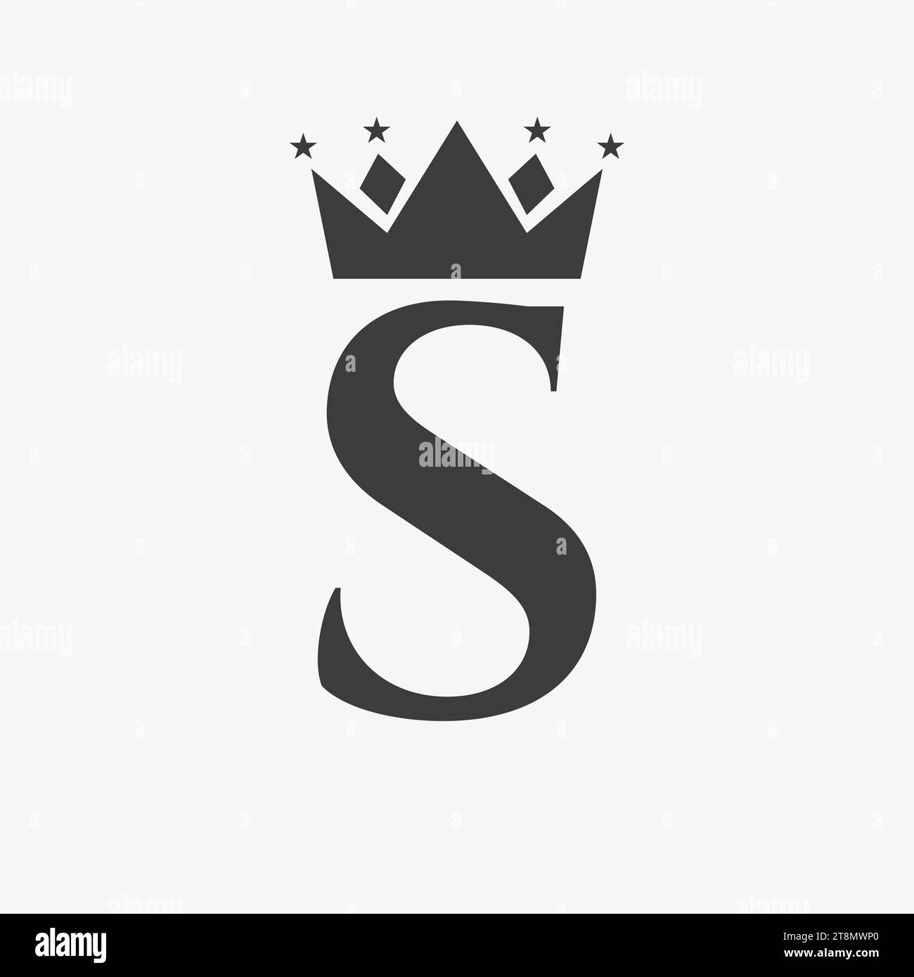 Crown Logo On Letter S with Star Icon. Crown Symbol Template Stock ...