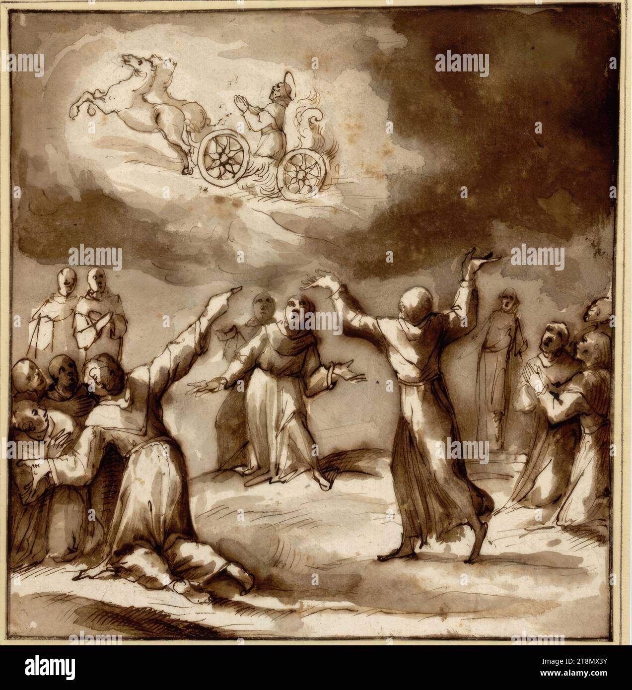 Saint Francis and his brothers see Elijah on the chariot of fire in ...