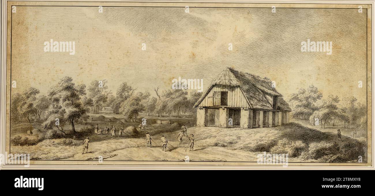 Lot at the deer stable, anonymous, drawing, pencil, 23.4 x 53.3 cm ...