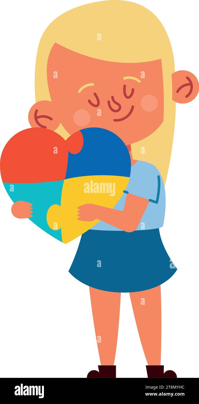 autism girl with heart puzzle vector isolated Stock Vector Image & Art ...