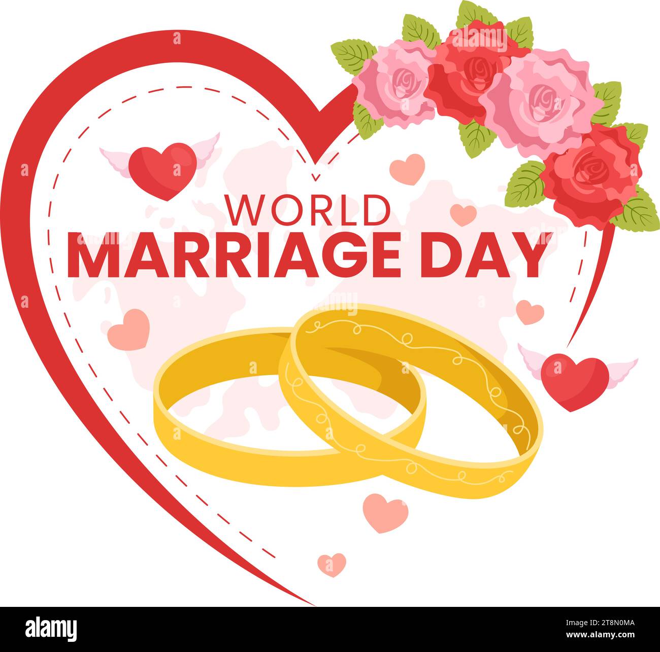 World Marriage Day Vector Illustration on February 12 with Ring of Love ...