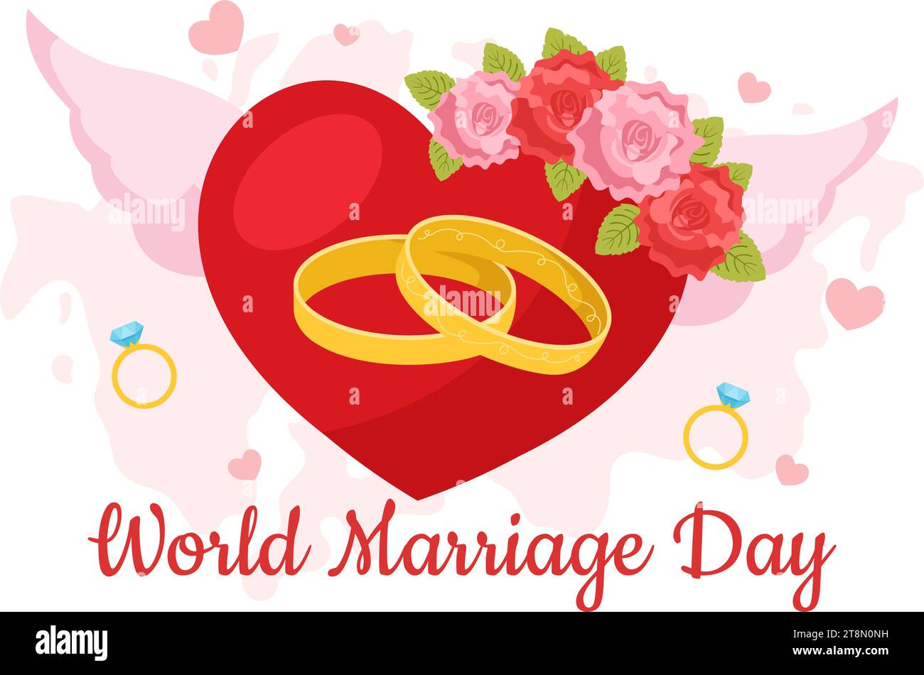 World Marriage Day Vector Illustration on February 12 with Ring of Love ...