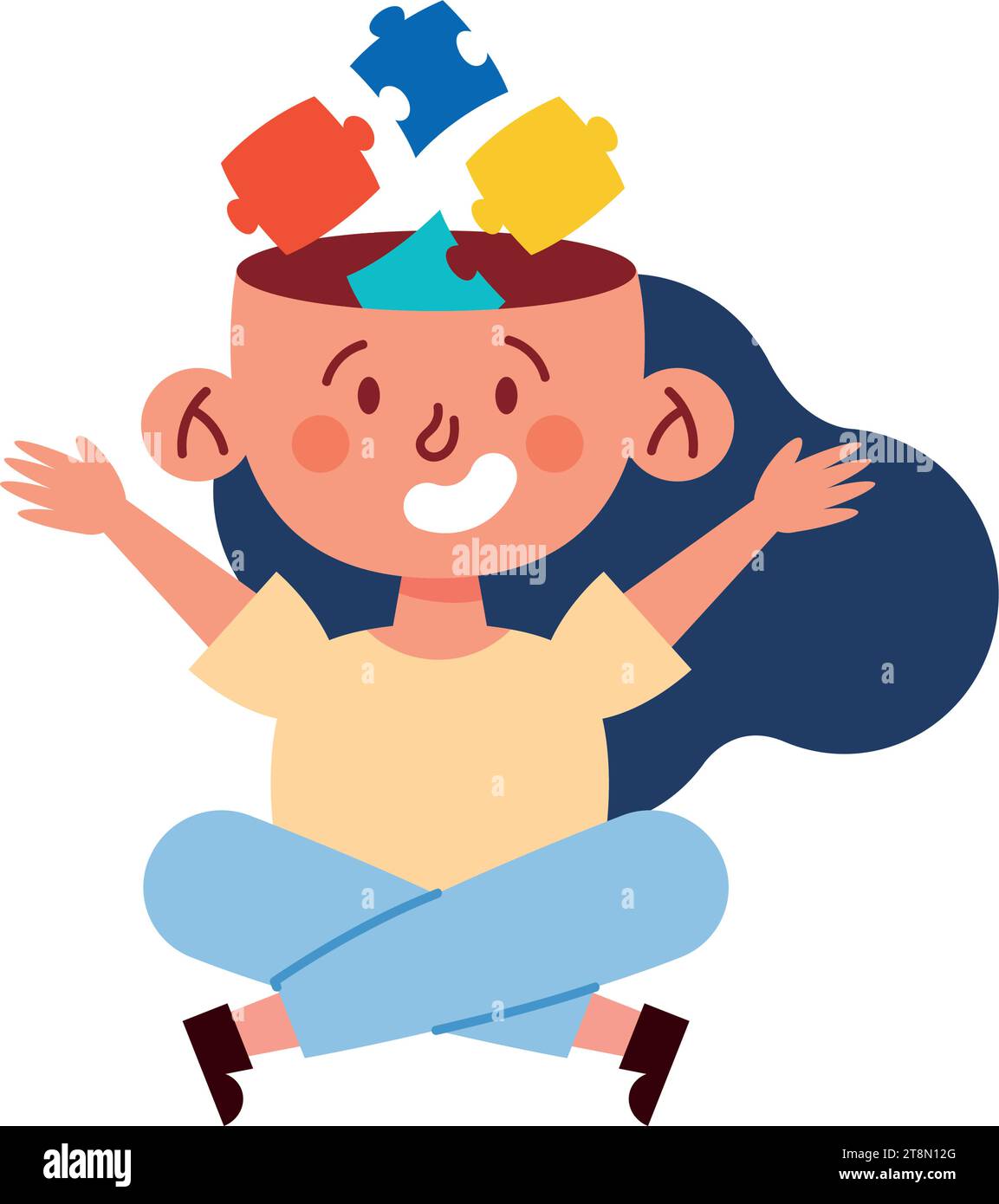 autism girl illustration vector isolated Stock Vector Image & Art - Alamy