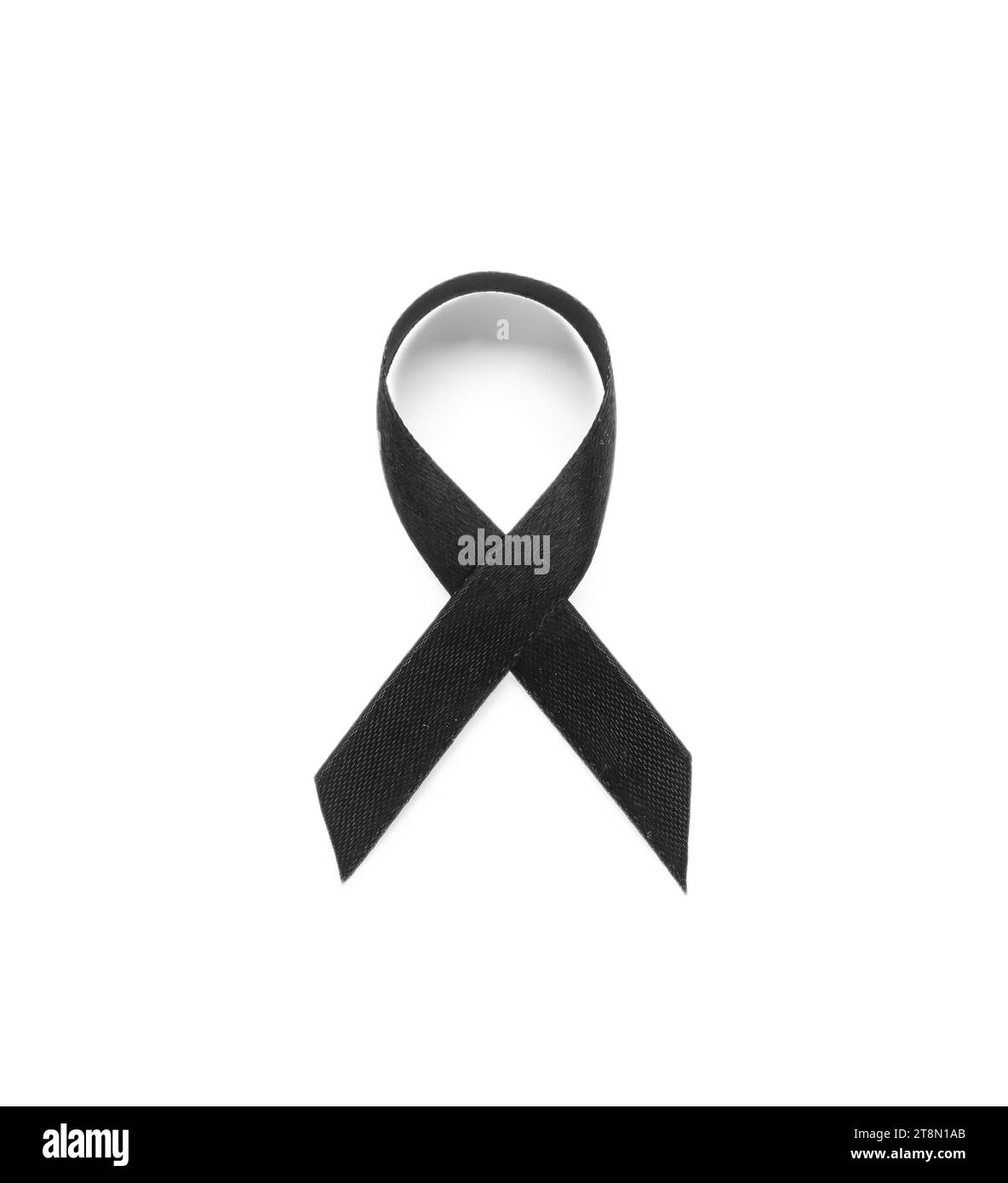 Black funeral ribbon on white background Stock Photo - Alamy