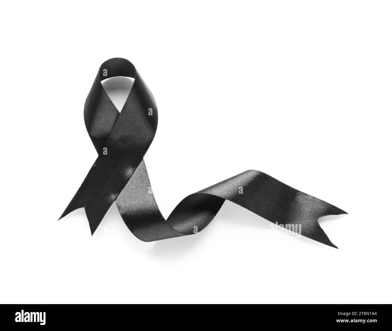 Black funeral ribbon on white background Stock Photo - Alamy