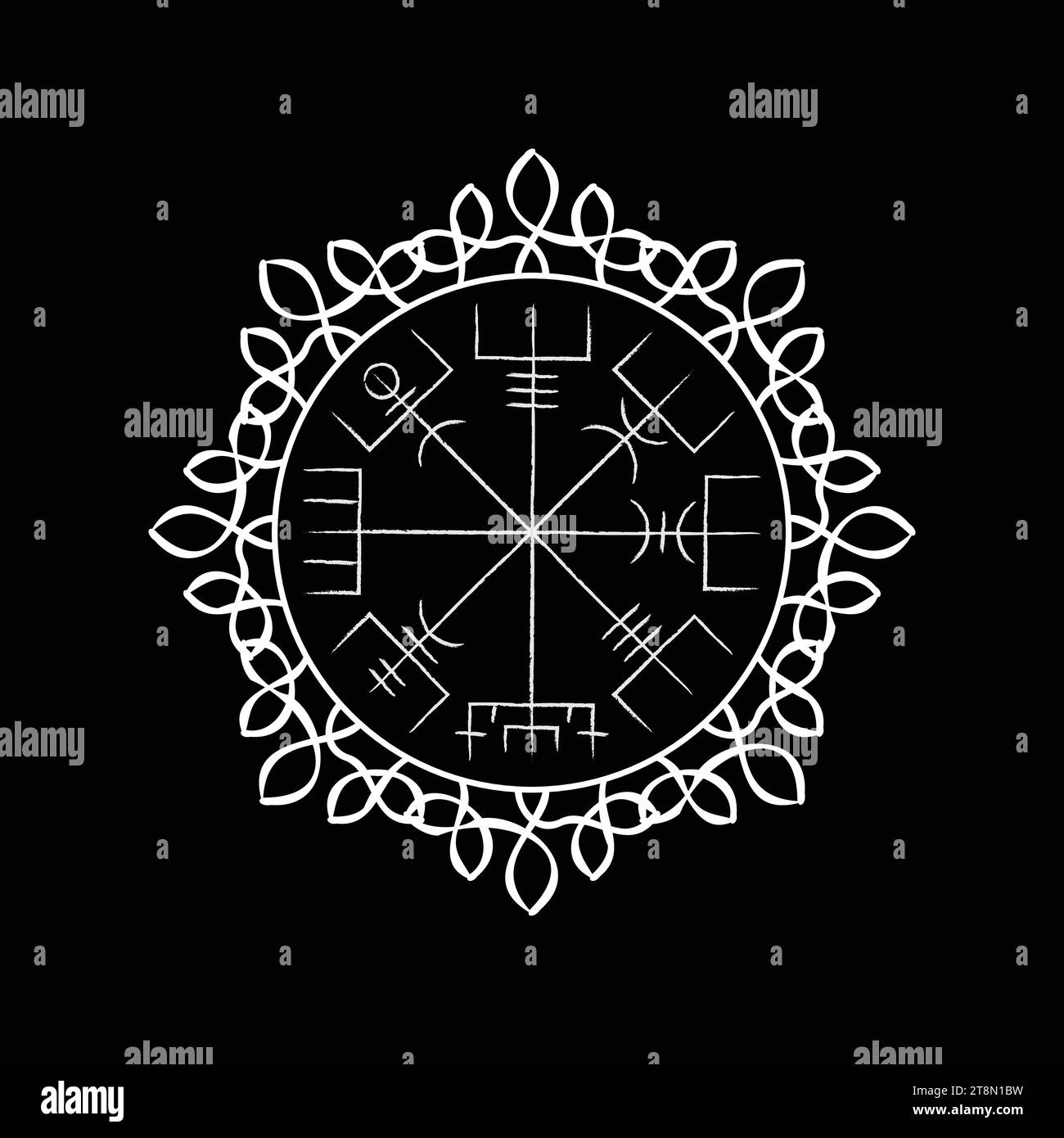 Vegvisir true white outline circle Stock Vector Image & Art - Alamy