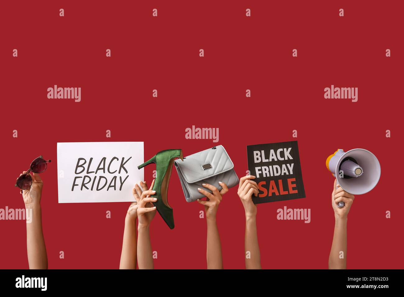Female hands holding poster with text BLACK FRIDAY, women accessories ...