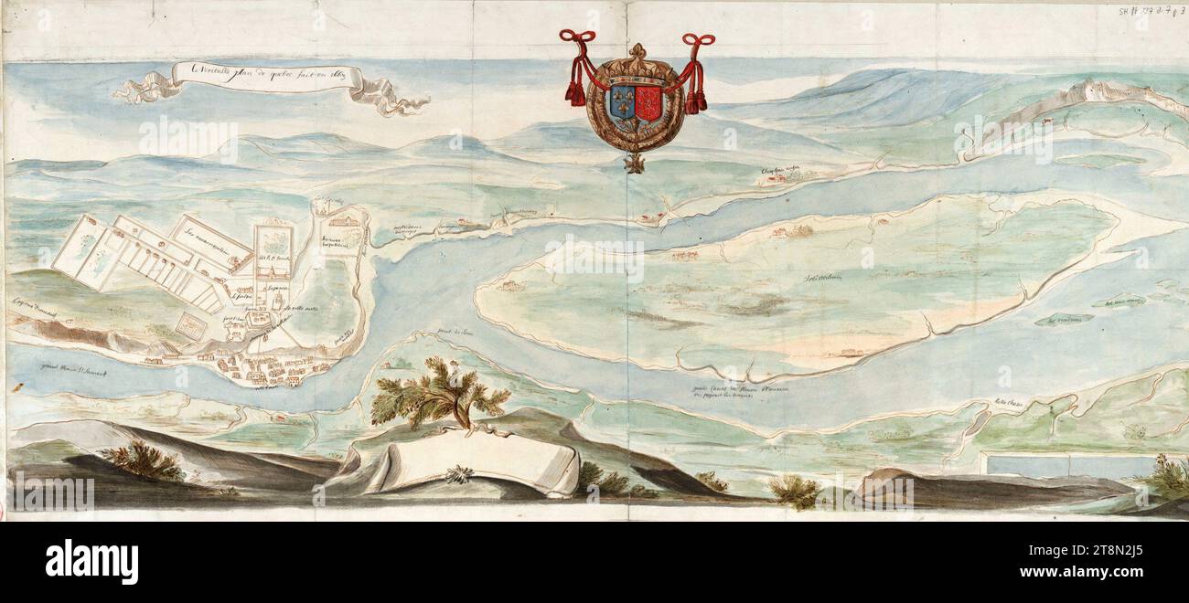 Veritable plan de Quebec fait en 1663 - Jean Bourdon Stock Photo - Alamy