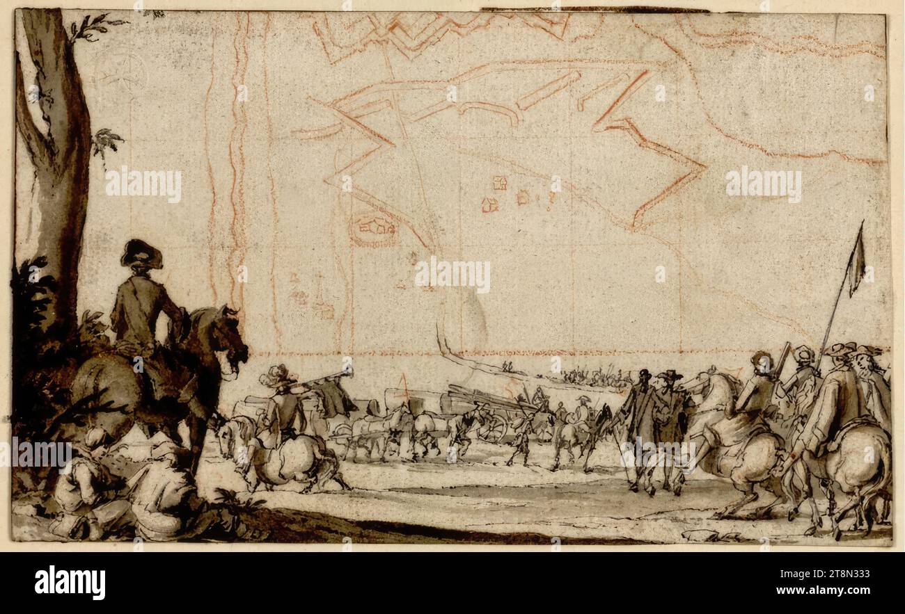 Sketch sheet with preparations for the siege of a city, Sébastien Le ...