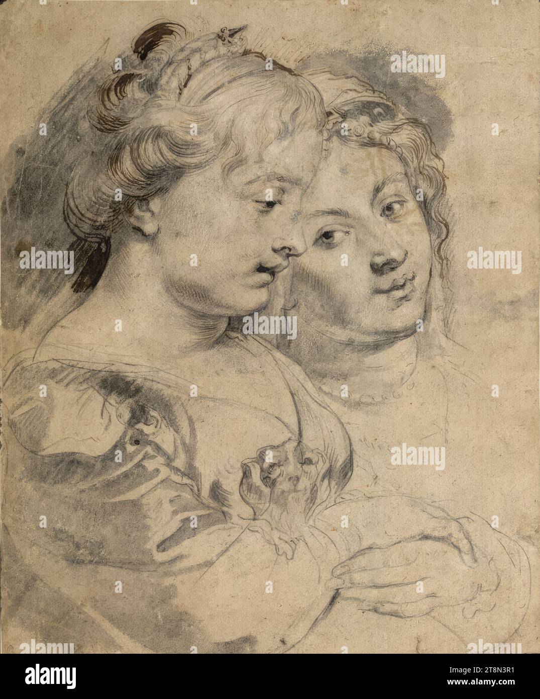 Two young women, the left one holding a dog, Peter Paul Rubens (Siegen ...