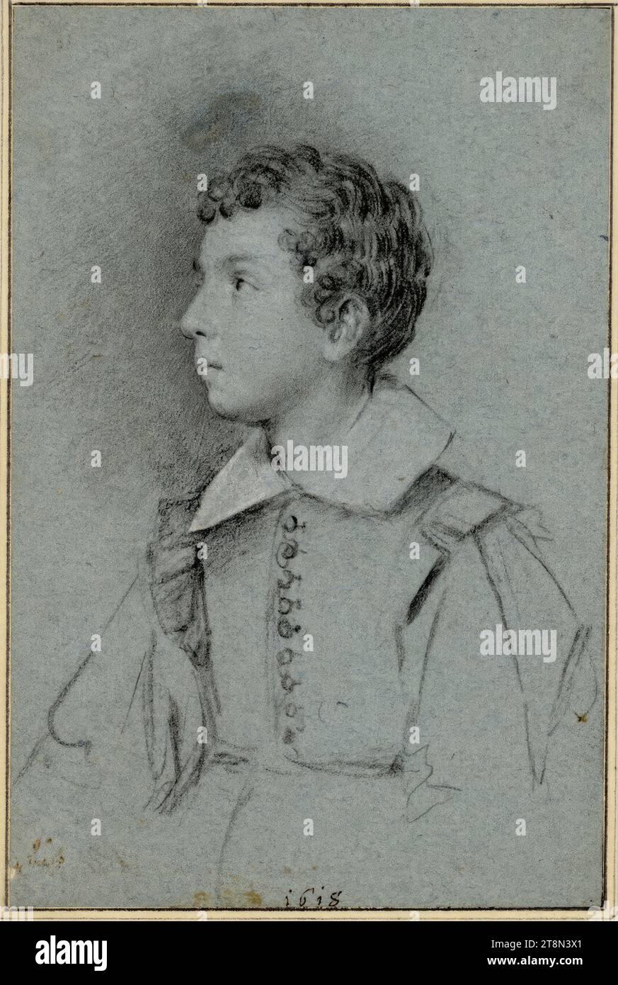 Bust of a boy with curly hair in lost profile to the left, Ottavio ...