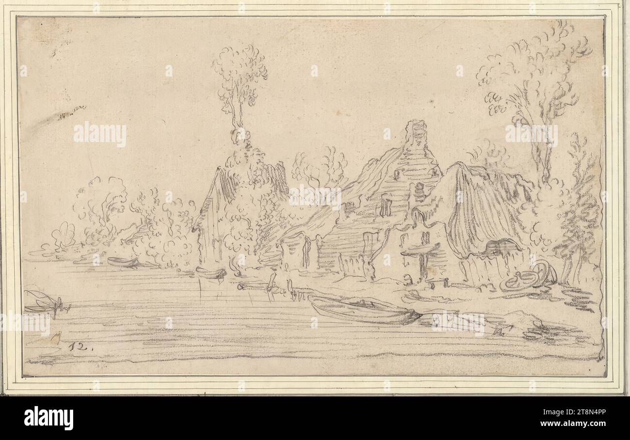Tree-covered river bank with three houses, Jan Josefsz. van Goyen ...