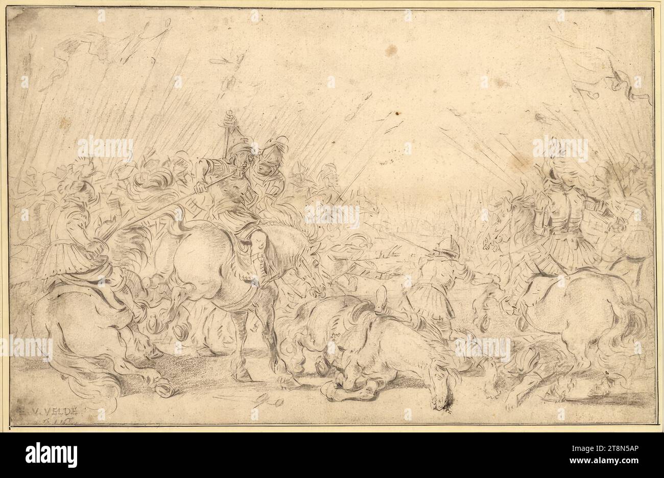Sketch for a Roman cavalry battle (sacrificial death of Decius Mus ...