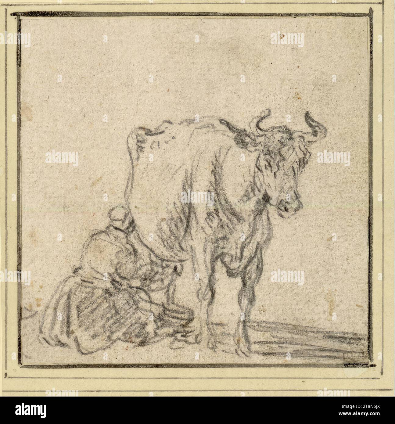 A milking peasant woman, Jan Josefsz. van Goyen (Leiden 1596 - 1656 The ...