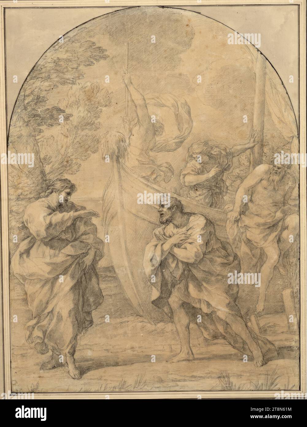 vocation of Andrew. (On the left, Christ with his right hand raised ...