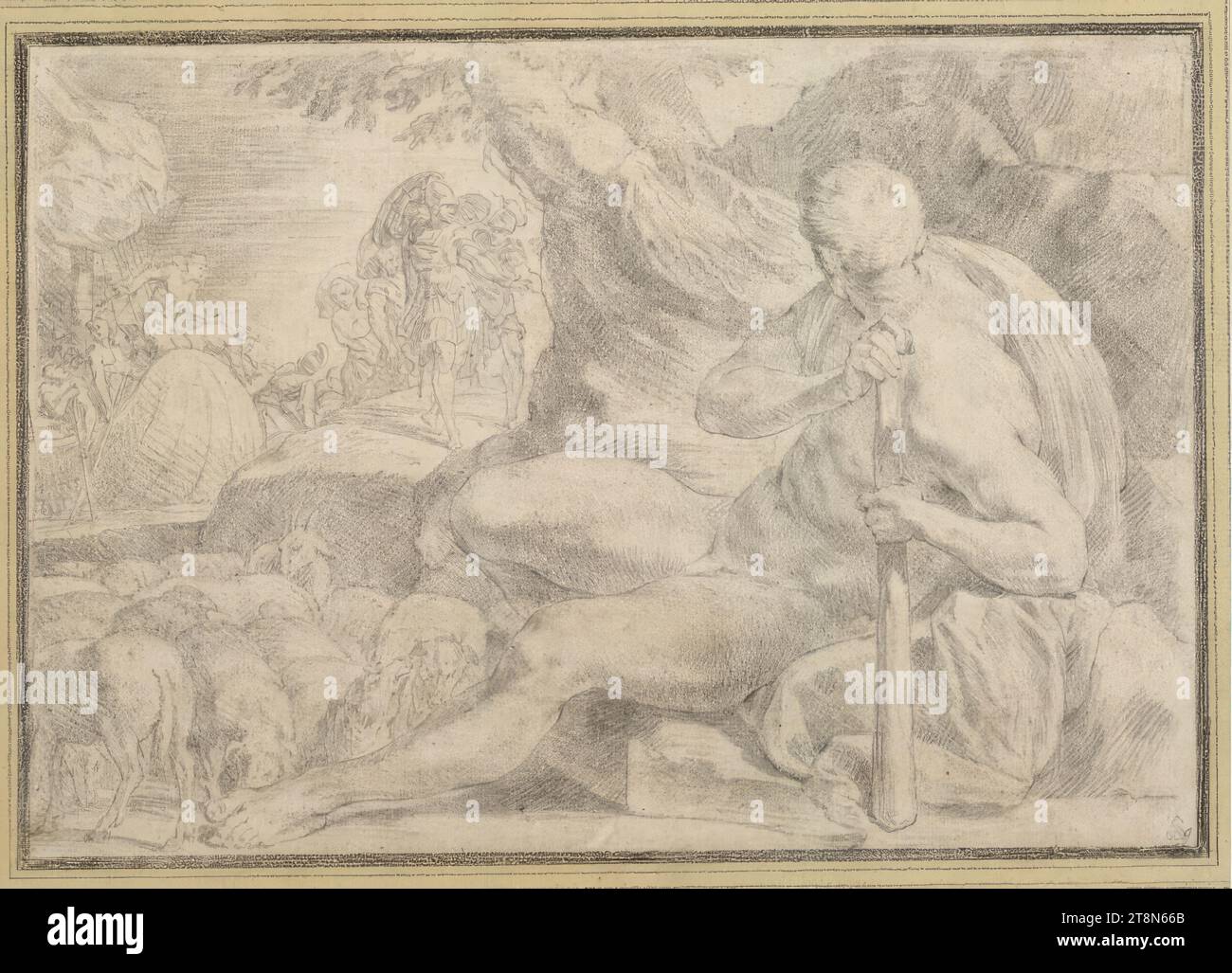 Ulysses on the island of Polyphemus, drawing, counterprint in black ...