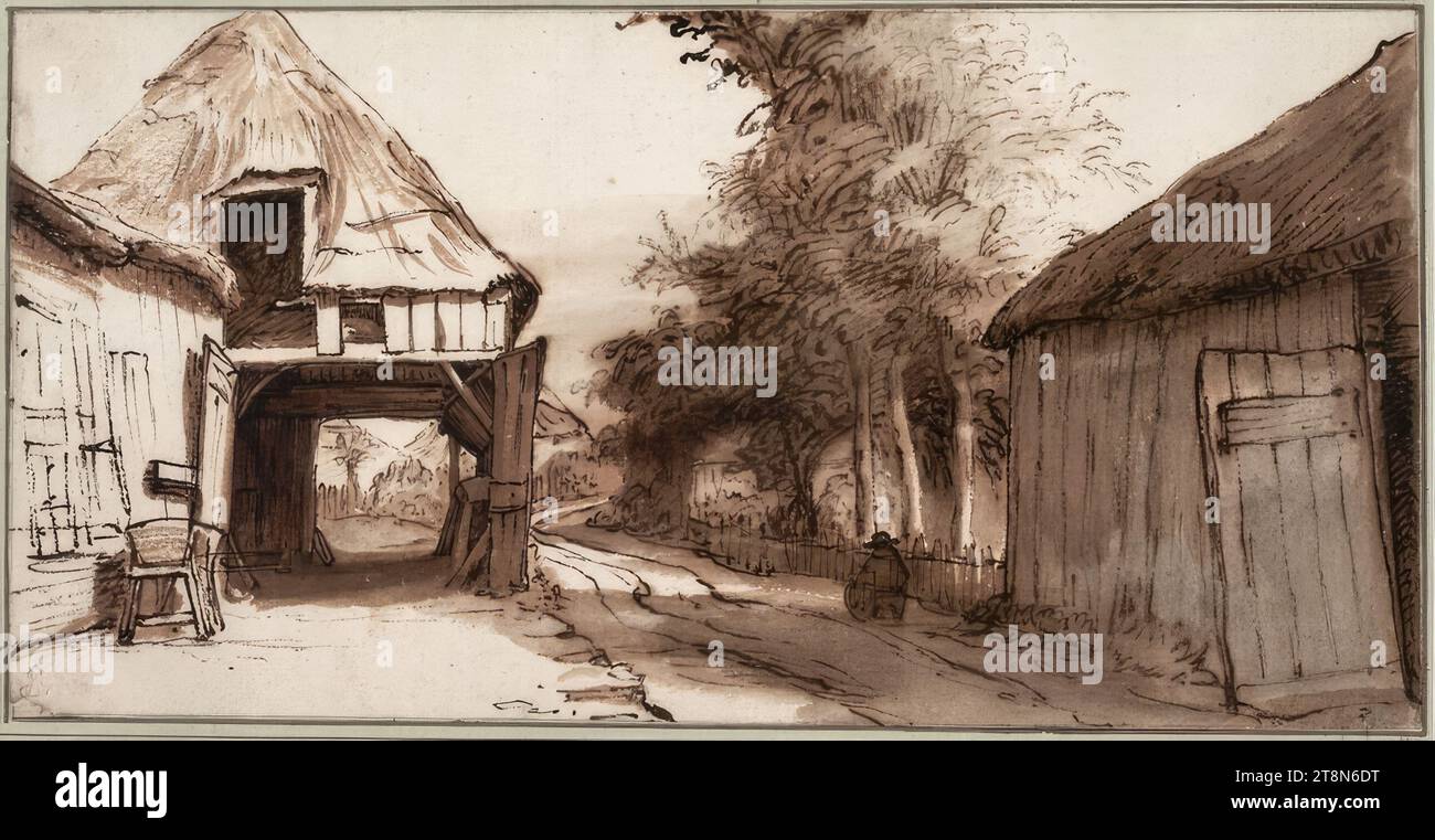 Village street with passage through barns, Lambert Doomer (Amsterdam ...