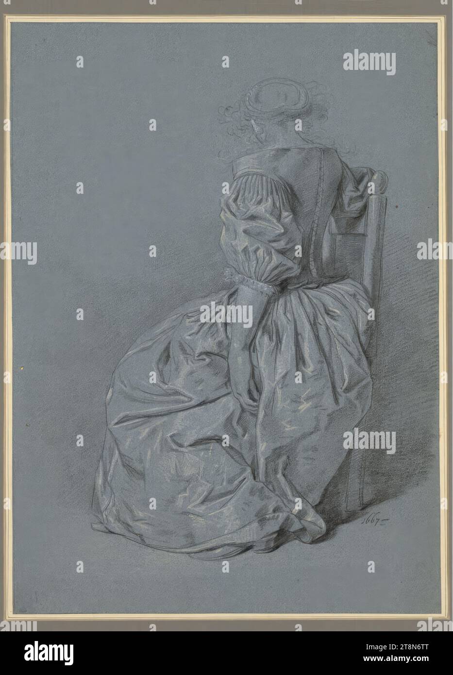 Seated young woman, half-back view, Moses ter Borch (Zwolle 1645 - 1667 ...