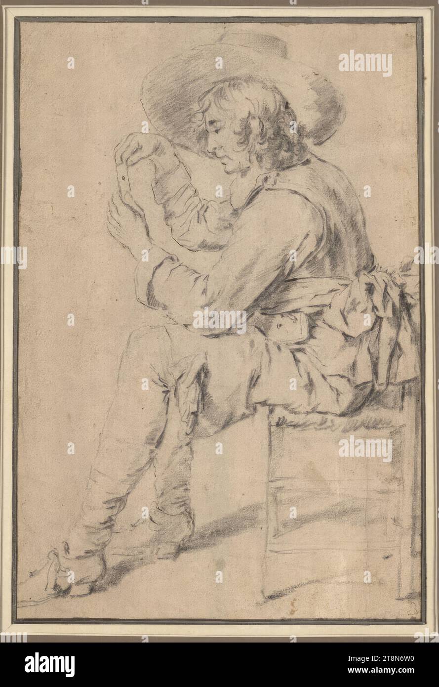 Seated soldier playing cards, Moses ter Borch (Zwolle 1645–1667 Harwick ...