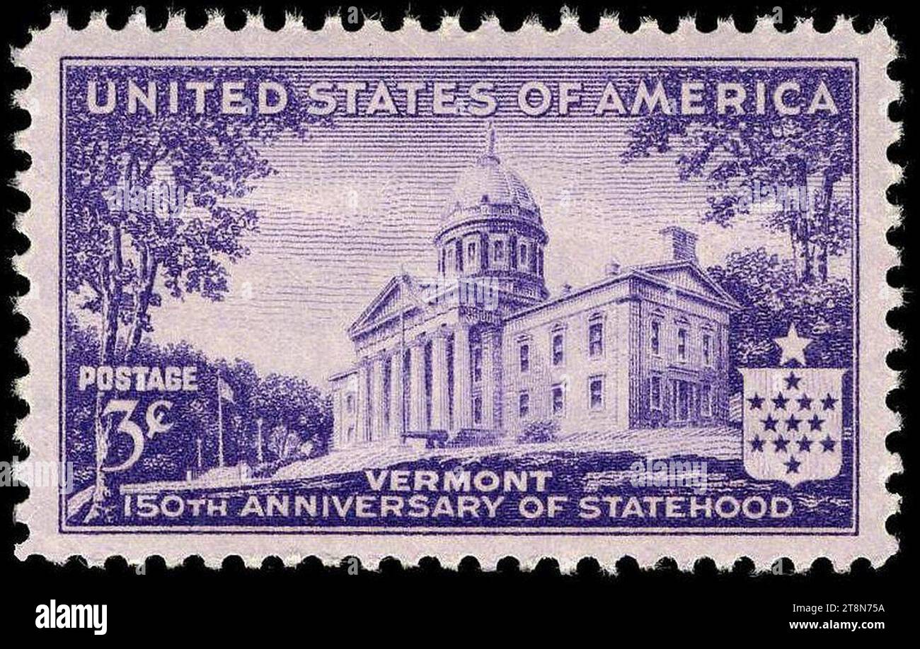 Vermont 150th Anniv statehood 3c 1941 issue Stock Photo - Alamy