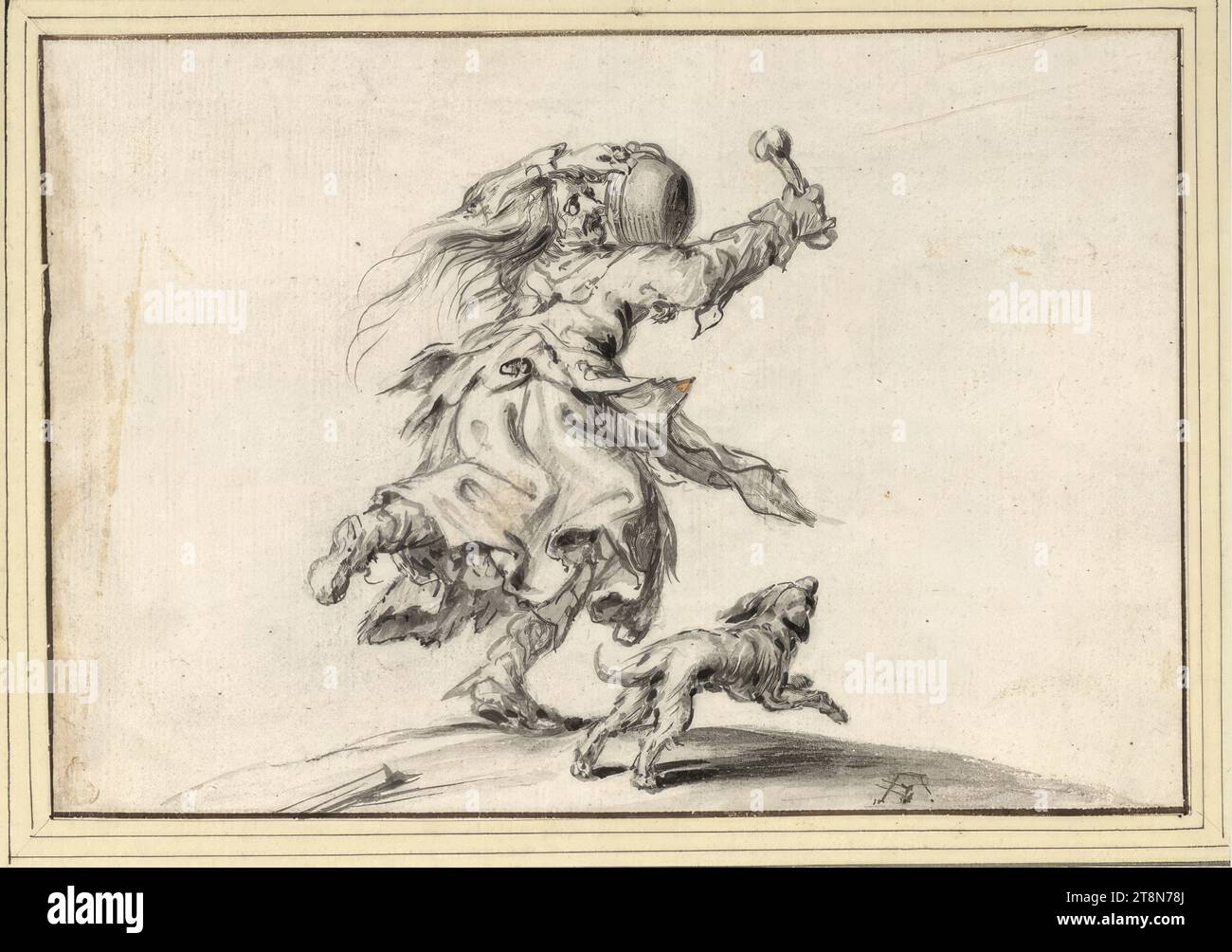 Dancing beggar woman hitting a bowl with a bone (32), Adriaen Pietersz ...